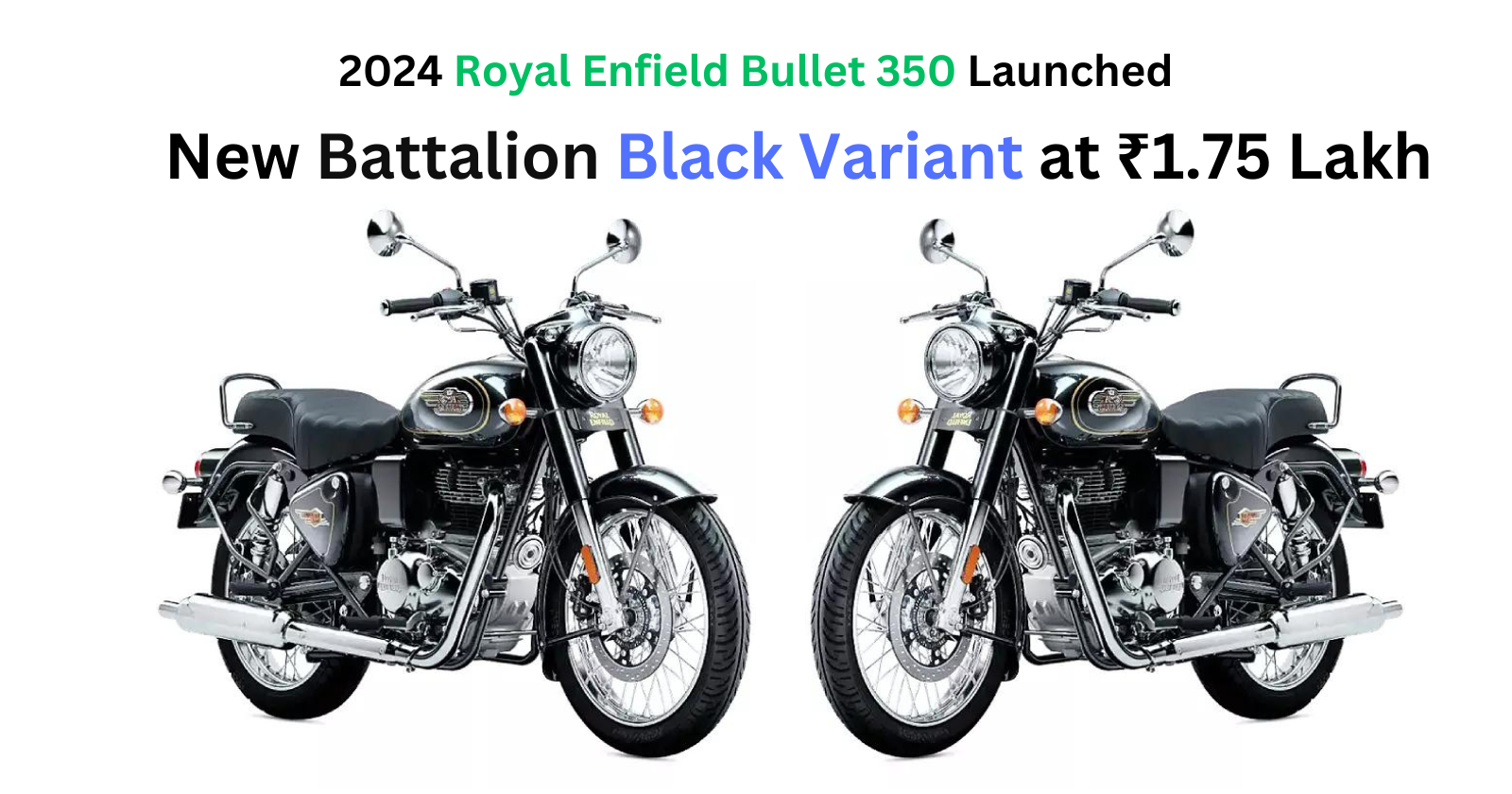 New Royal Enfield Bullet 350 Battalion Black at ₹1.75 Lakh